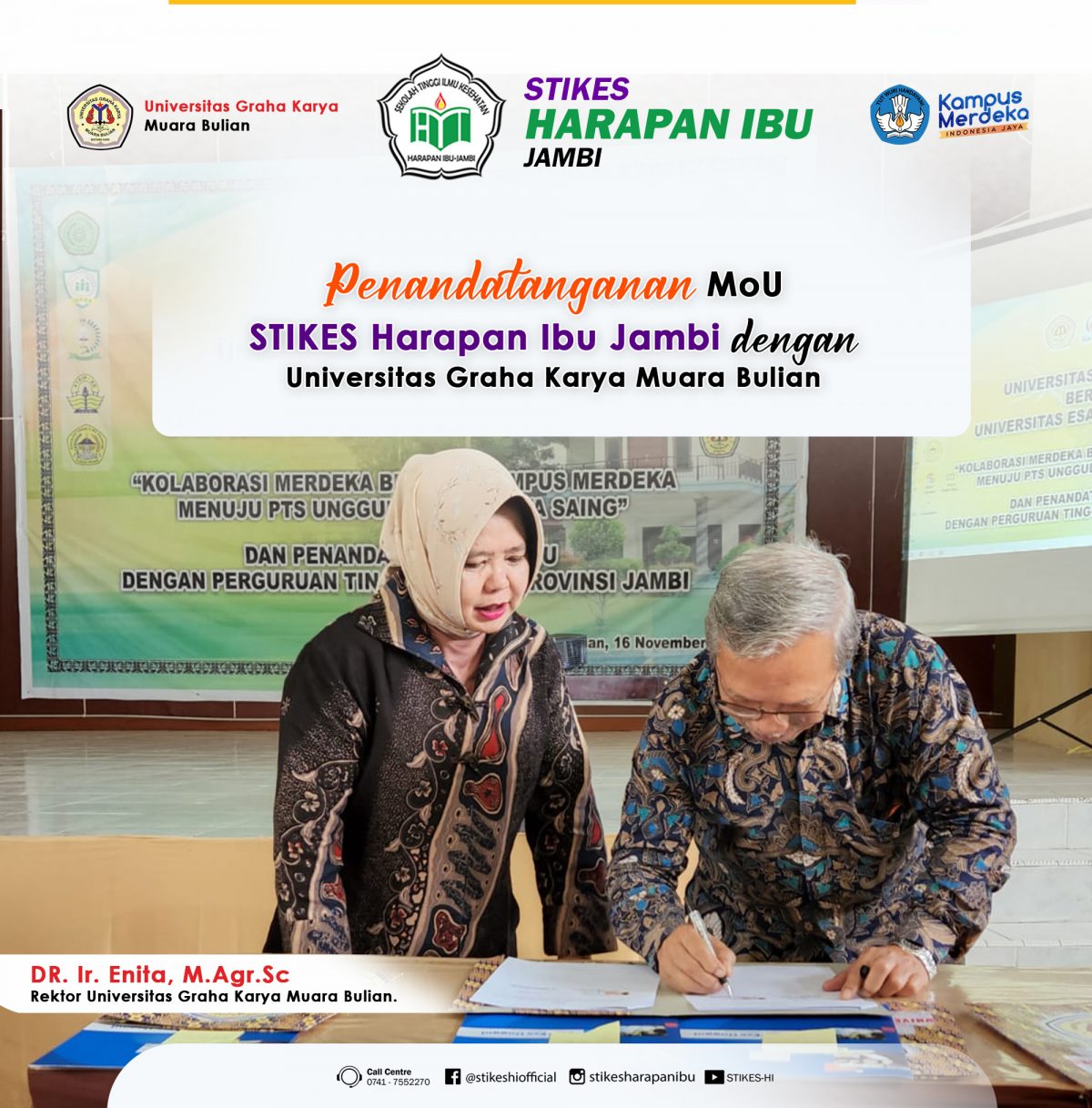 Penandatanganan MoU STIKES Harapan Ibu Jambi dengan Universitas Graha Karya Muara Bulian ...